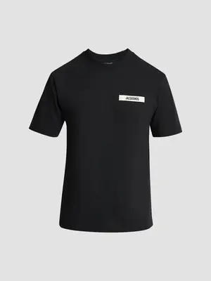 Jacquemus Grosgrain Logo Cotton T-shirt - Black