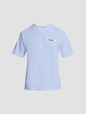 Jacquemus Grosgrain Logo Cotton T-shirt - Light Blue