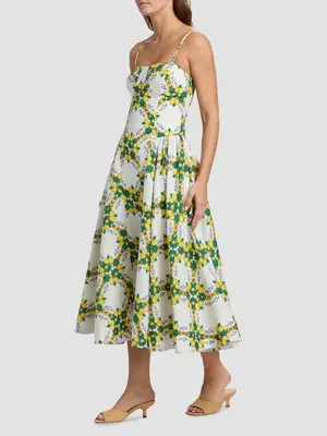 MILLY Livna Lemon Lattice Midi-dress