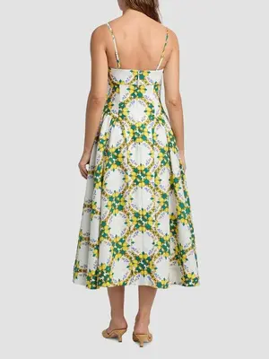 MILLY Livna Lemon Lattice Midi-dress