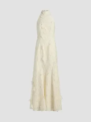 MILLY Josefina Halterneck Embroidered Maxi Dress