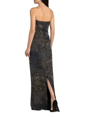 Giorgio Armani Geometric Silk Strapless Column Gown