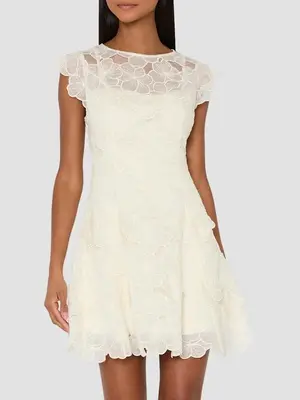 MILLY Myla 3d Floral-embroidered Minidress