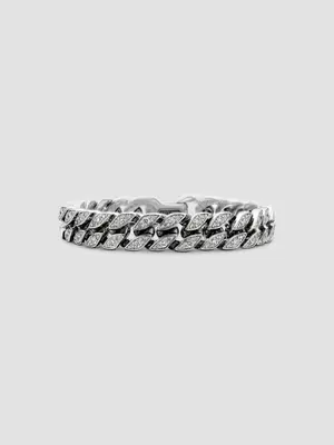 David Yurman Curb Chain Bracelet In Sterling - Diamond