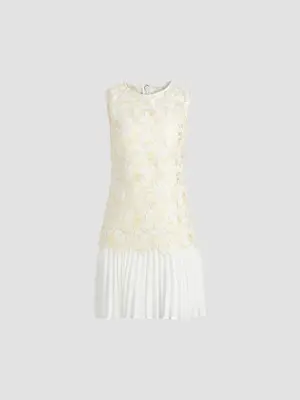 MILLY Maggie Embroidered Pleated Minidress