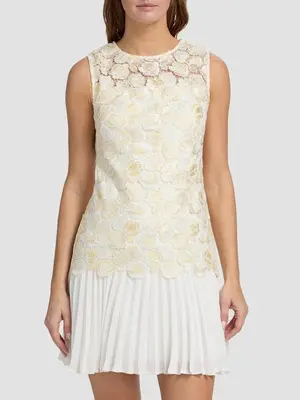 MILLY Maggie Embroidered Pleated Minidress