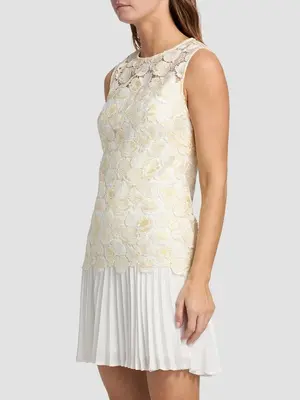 MILLY Maggie Embroidered Pleated Minidress