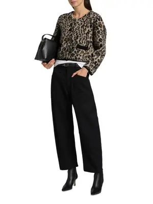 NILI LOTAN Shon Wool Barrel-leg Pants - Black
