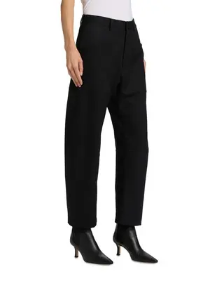 NILI LOTAN Shon Wool Barrel-leg Pants - Black
