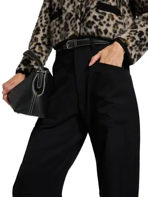NILI LOTAN Shon Wool Barrel-leg Pants - Black