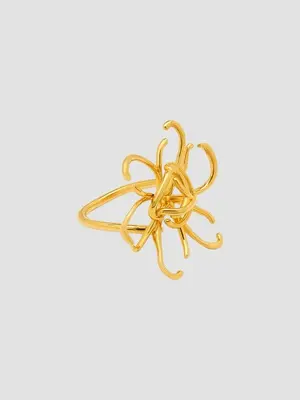Oscar De La Renta O Wire Flower 24k--plated Brass Ring