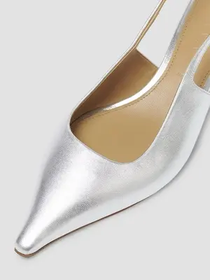 AeydĒ Catrina Leather 35mm Kitten-heel Slingback Pumps - Silver