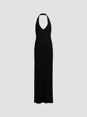 NILI LOTAN Ivenka Rib-knit Open Back Halter Maxi Dress