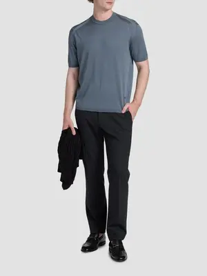 Emporio Armani Wool-silk Short-sleeve Crewneck Sweater