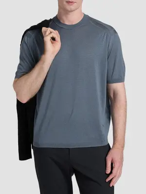Emporio Armani Wool-silk Short-sleeve Crewneck Sweater