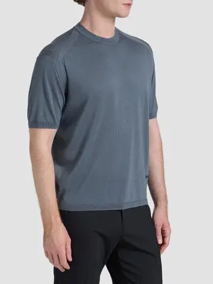 Emporio Armani Wool-silk Short-sleeve Crewneck Sweater