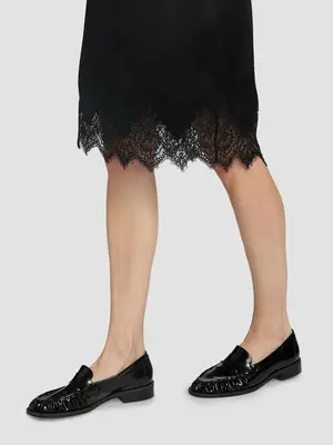 NILI LOTAN Thea Silk Lace-hem Skirt
