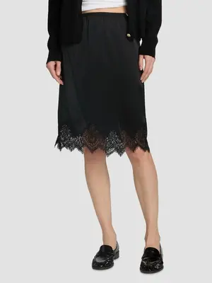 NILI LOTAN Thea Silk Lace-hem Skirt