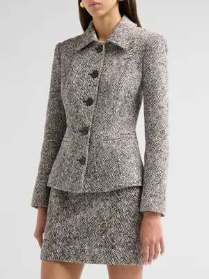 MILLY Esme Herringbone Structured Jacket