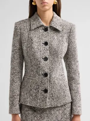 MILLY Esme Herringbone Structured Jacket