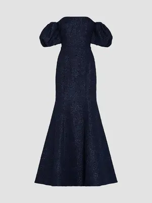 MILLY Alexi Off-the-shoulder Mermaid Gown - Navy