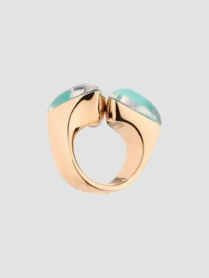 Vhernier Freccia 18k Rose Gold & Rock Crystal Ring