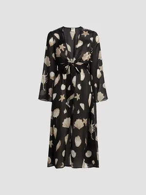 MILLY Vince Seashell-print Cover-up Midi-dress