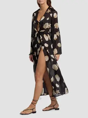 MILLY Vince Seashell-print Cover-up Midi-dress