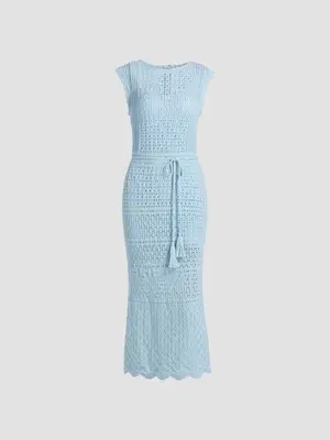 MILLY Kai Crochet Midi-dress - Blue