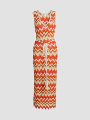 MILLY Kaela Zigzag Knit Cover-up Dress - Orange Multi