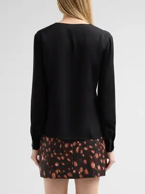 MILLY Noa Stretch-silk Tie V-neck Top