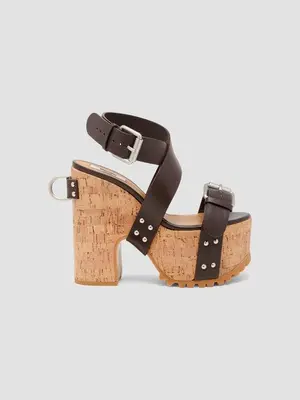 Moschino Open Toe Leather Platform Sandals