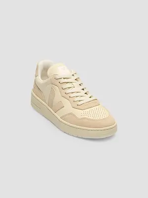 VEJA V-90 Leather & Suede Low-top Sneakers - Eggshell
