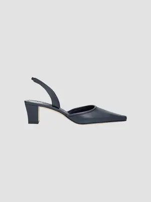 Manolo Blahnik Vendona 50mm Leather Block-heel Pumps - Navy