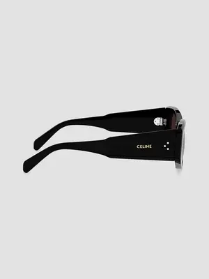 Celine 3 Dots 54mm Rectangular Sunglasses - Shiny Black Violet