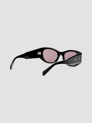 Celine 3 Dots 54mm Rectangular Sunglasses - Shiny Black Violet