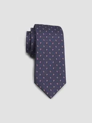 Isaia Micro-paisley Silk Tie - Dark Blue