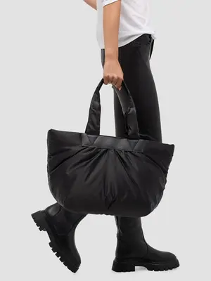 VEE COLLECTIVE Medium Caba Ruched Tote Bag - Black
