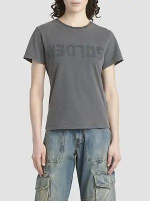 GOLDEN GOOSE Golden Distressed Crewneck Logo T-shirt