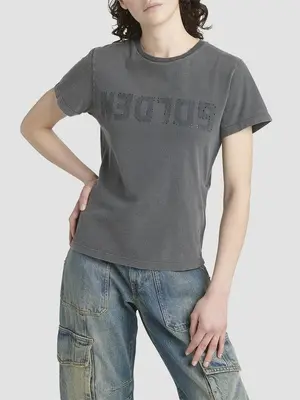 GOLDEN GOOSE Golden Distressed Crewneck Logo T-shirt
