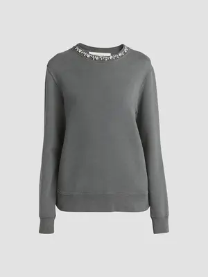 GOLDEN GOOSE Crystal-embellished Distressed Crewneck Sweatshirt