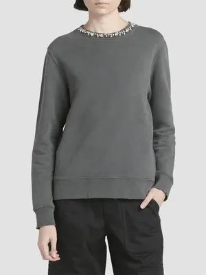 GOLDEN GOOSE Crystal-embellished Distressed Crewneck Sweatshirt