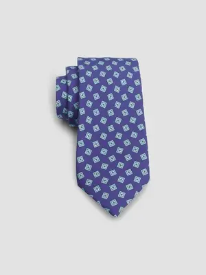 Isaia Concentric Grid Silk Tie - Blue Light