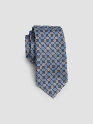 Isaia Geometric Lattice Silk Tie - Dark Grey