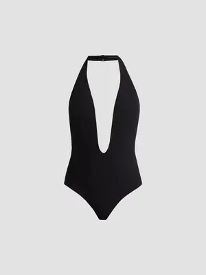 Kiki De Montparnasse Echauffe Plunging V-halterneck One-piece Swimsuit - Black