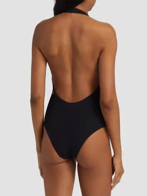Kiki De Montparnasse Echauffe Plunging V-halterneck One-piece Swimsuit - Black