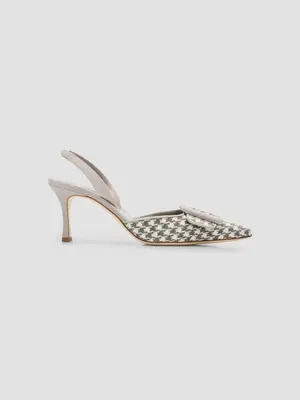 Manolo Blahnik Mayaslibi Houndstooth Slingback Pumps