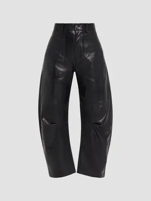 NILI LOTAN Shon Leather Barrel-leg Pants