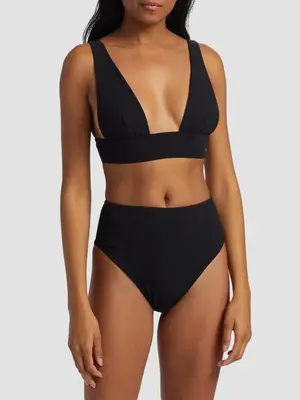 Kiki De Montparnasse Echauffe V-neck Bikini Top - Black