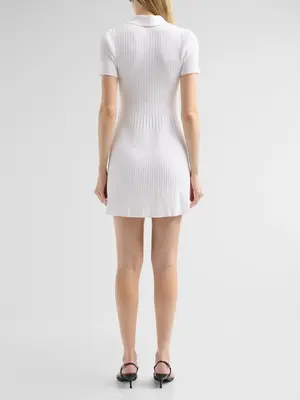 MILLY Romy Rib-knit Polo Mini Dress